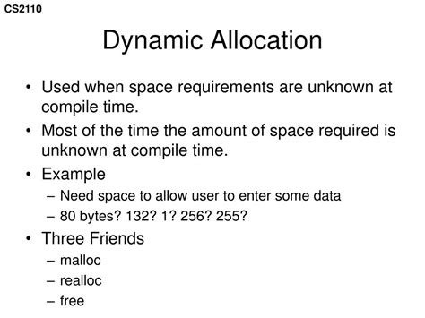 Ppt Dynamic Allocation Powerpoint Presentation Free Download Id