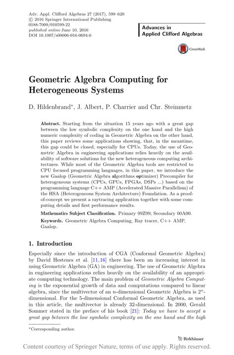 Geometric Algebra Computing For Heterogeneous Systems Request Pdf