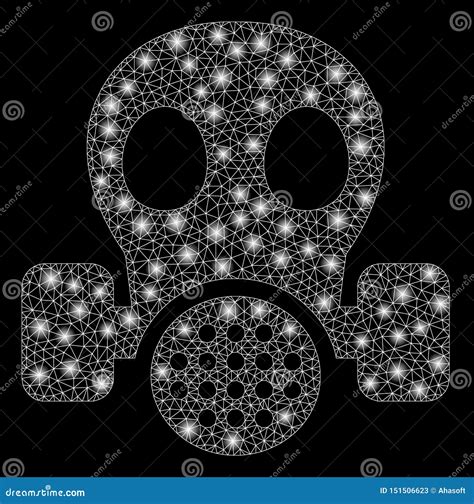 glowing mesh 2d gas mask with flash spots stock vector illustration
