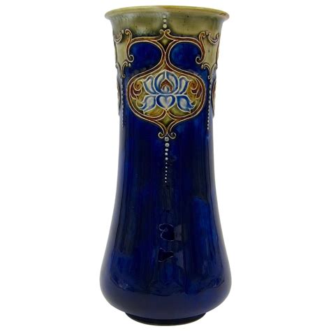Pair Of Tall Royal Doulton Art Nouveau Lambeth Vases By Winnie Bowstead At 1stdibs
