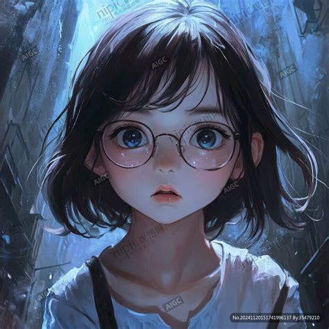Ai创作图插画少女头像 人物插画短发女生 Cg头像 少女头像插画 板绘少女插画 厚涂少女 戴眼镜q版女孩 插画头像 日系少女插画 板绘少女