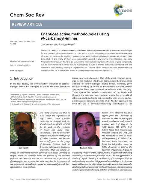 Pdf Cheminform Abstract Enantioselective Methodologies Using N