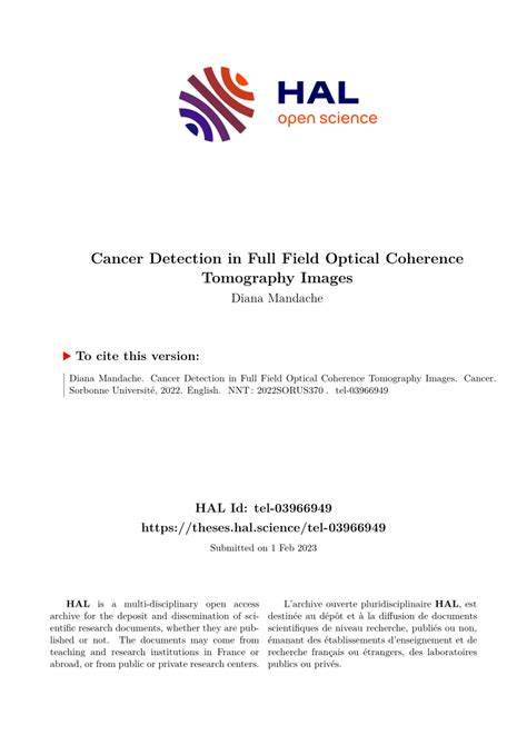 Pdf Cancer Detection In Full Field Optical Coherence Tomography Images