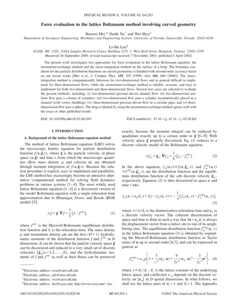 pdf force evaluation in the lattice boltzmann method