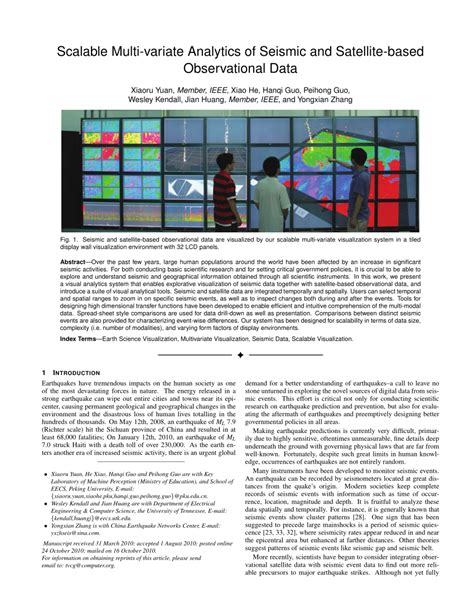 Pdf Scalable Multi Variate Analytics Of Seismic And Satellite Based
