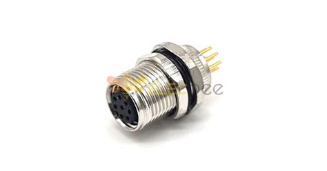 Sensor M8 Female Front Mount Pcb Connector Straight Waterproof A Coding 8 Pin Panel Mount