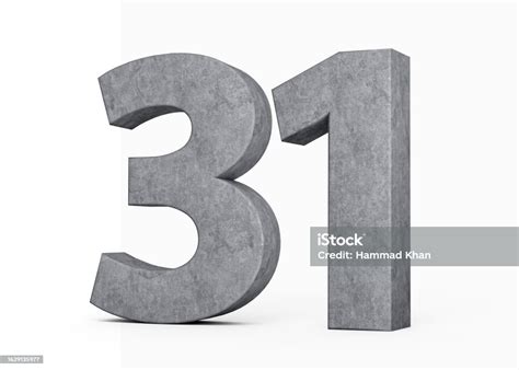 3d 콘크리트 번호 31 31 자리 흰색 배경에 회색 콘크리트 돌로 만든 3d 그림 0명에 대한 스톡 사진 및 기타 이미지 0명 3차원 형태 개념 Istock