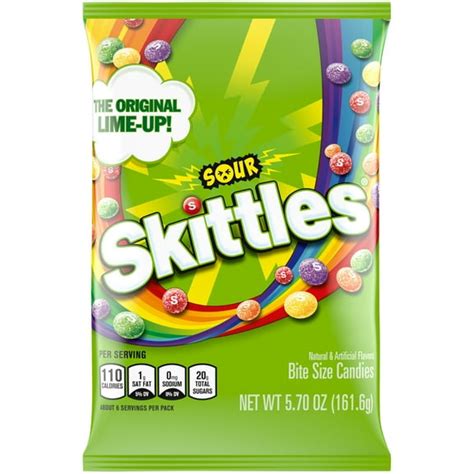 Skittles Sour Candy Chewy Fruit Share Size 137 Oz Bag Tangy Zesty