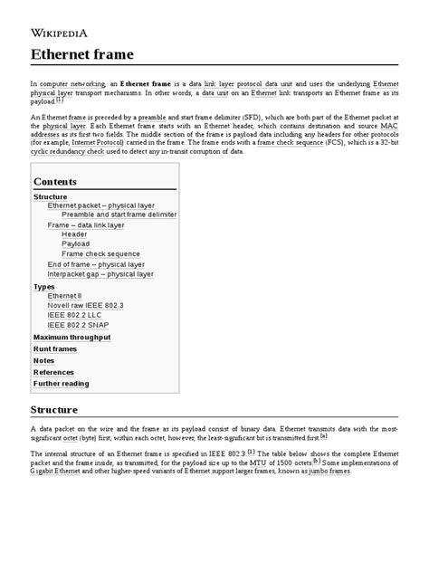 Ethernet Frame Pdf Ethernet Internet Architecture