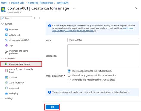 criar uma imagem personalizada a partir de uma vm de laboratório