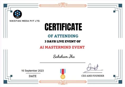 Saksham Jha On Linkedin I Have Successfully Completed Ai Mastermind Event From Nikistian Media
