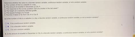 solved determine whether the value is a discreto random