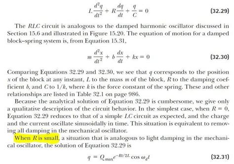 For A Damped Rlc Circuit Why Must R Be Small