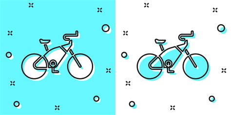 녹색과 흰색 배경에 격리 된 검은 줄 자전거 아이콘 자전거 경주 익스트림 스포츠 스포츠 장비 임의동적 모양 벡터 일러스트레이션