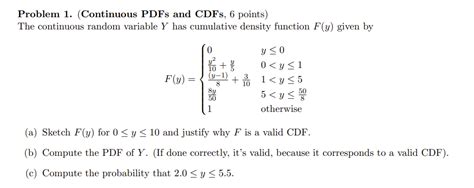 Solved Problem Continuous PDFs And CDFs Points The Chegg