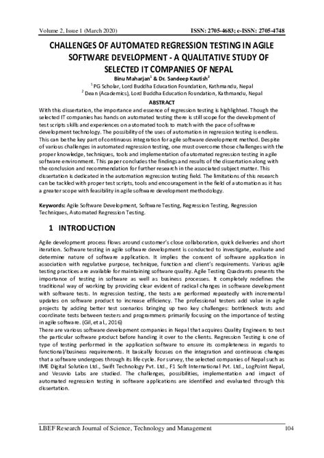 Pdf Challenges Of Automated Regression Testing In Agile Software Development A Qualitative