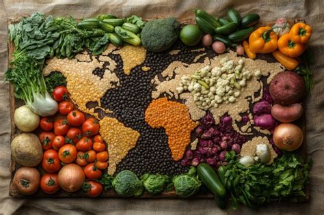 Creative Vegetable Map Highlighting Global Regions With Various