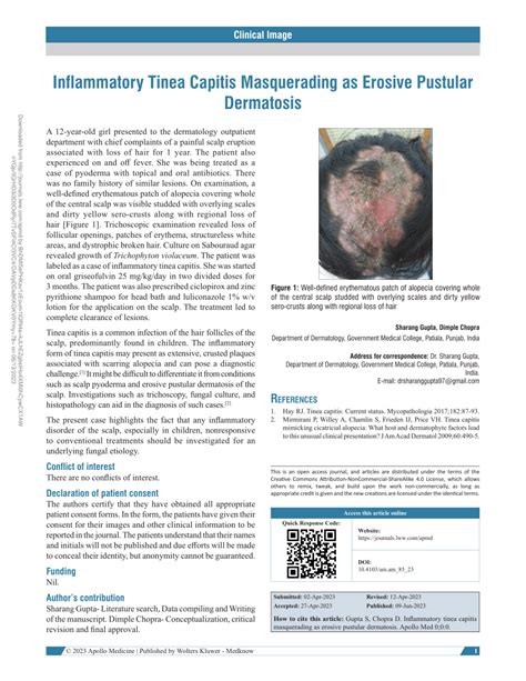 Pdf Inflammatory Tinea Capitis Masquerading As Erosive Pustular