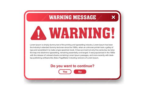 Premium Vector Warning Message Pop Up With Flat Design Vector