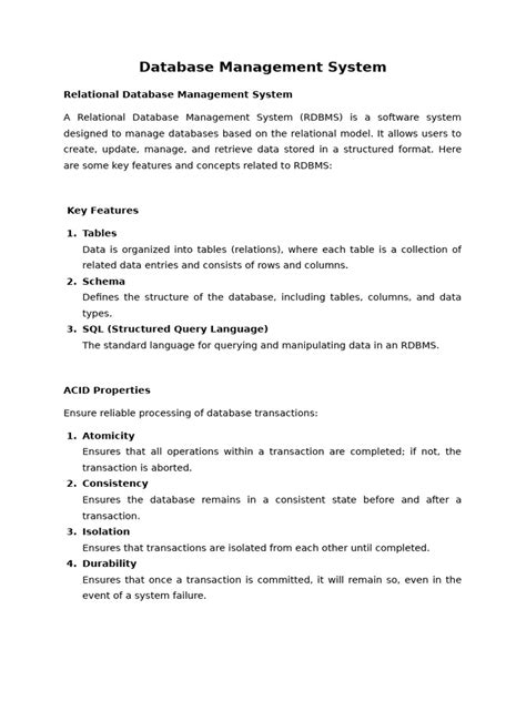 Relational Database Management System Pdf Relational Database