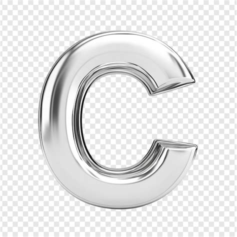 반이는 금속 문자 C 알파 디자인 요소 3d 렌더링 무료 Psd 파일