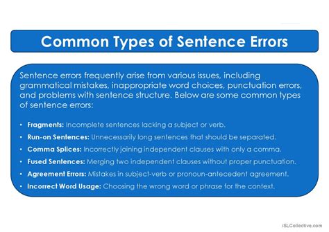 Writing Sentence Errors General Gra English Esl Powerpoints