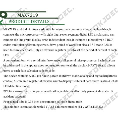 Max7219 Led Dot Matrix 8 Digit Digital Tube Display Control Module For