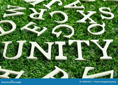 Wording Unity On Artificial Green Grass Background Stock Image Image Of Building Alphabet