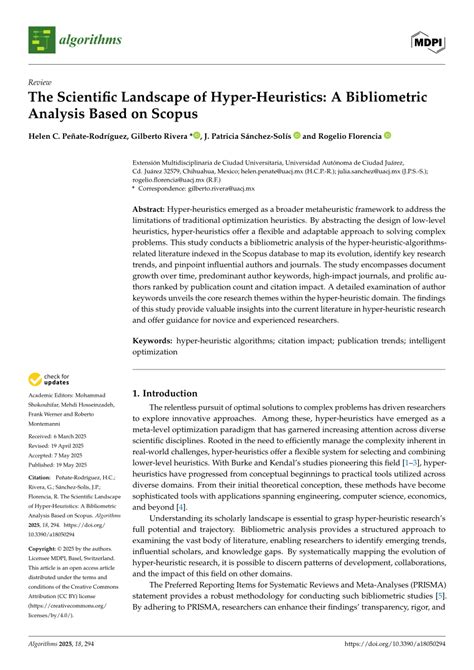 Pdf The Scientific Landscape Of Hyper Heuristics A Bibliometric