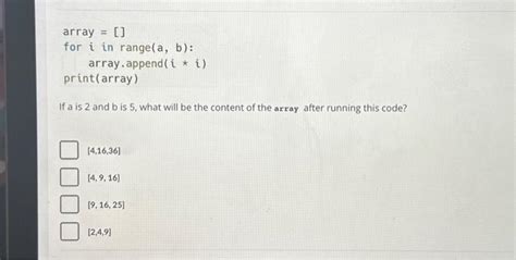 Solved Array For I In Rangea B