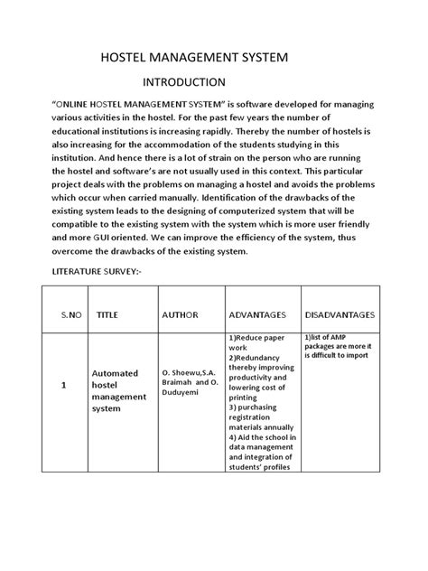 Hostel Management System Pdf Hostel Information Science