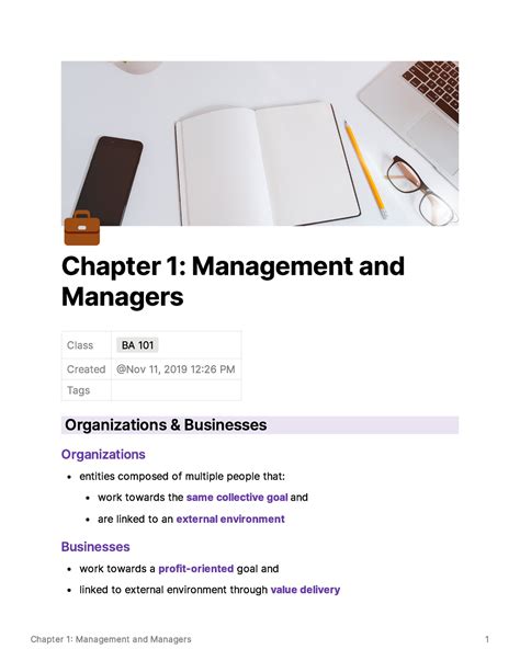 Chapter 1 Management And Managers Chapter 1 Management And Managers Class Ba 101 Created Tags