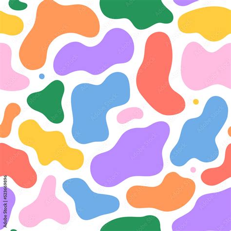 Colorful Abstract Organic Shape Print Seamless Pattern Illustration In Retro Style Trendy