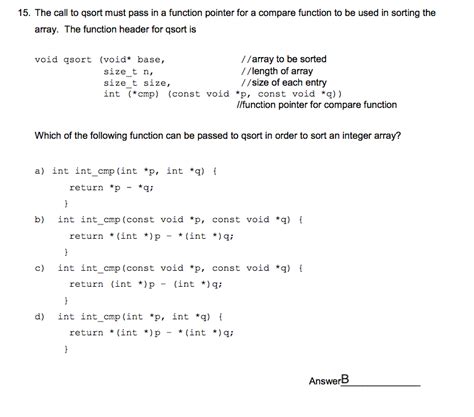 Solved The Call To Qsort Must Pass In A Function Pointer For