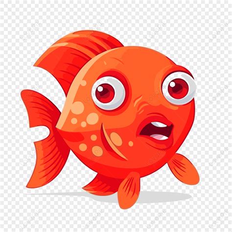 큰 눈과 빨간 얼굴을 가진 붉은 물고기 캐릭터 만화 벡터클립 아트 Png 일러스트 무료 다운로드 Lovepik