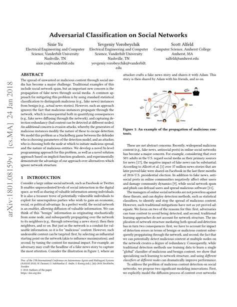 Pdf Adversarial Classification On Social Networks