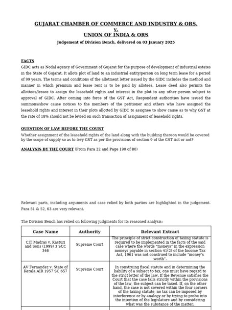 Gujarat Chamber Of Commerce And Industry Pdf Assignment Law Lease
