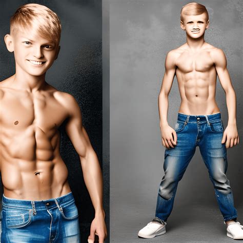 Blond Slim Well Defined Muscle Tone 13 Year Old Boy Graphic · Creative Fabrica