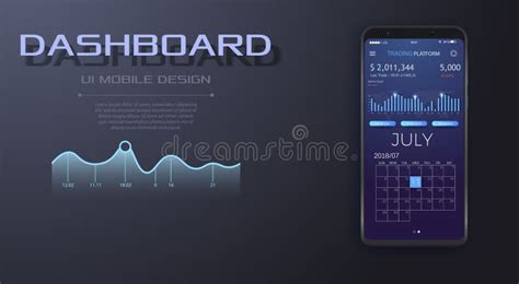 Mobile Dashboard On Smartphone Screen Displaying Statistics With Data And Charts Stock Vector