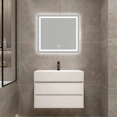 Luxury Modern Design Led Backlit Mirror Sintered Stone Basin Wall