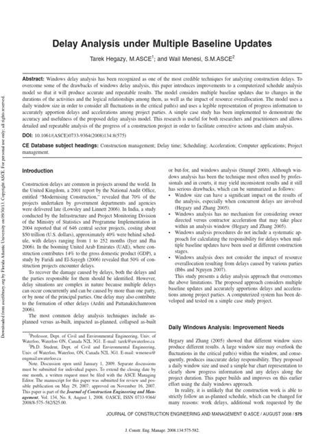 delay analysis under multiple baseline updates pdf