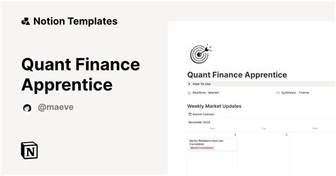 Quant Finance Apprentice Template Notion Marketplace