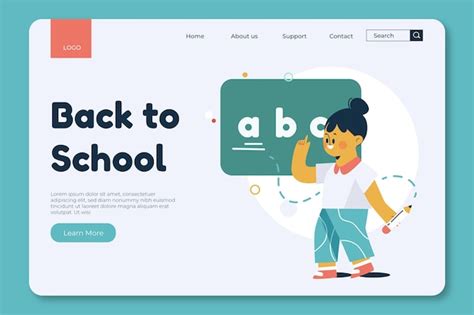 학교 방문 페이지 템플릿으로 돌아가기 무료 벡터