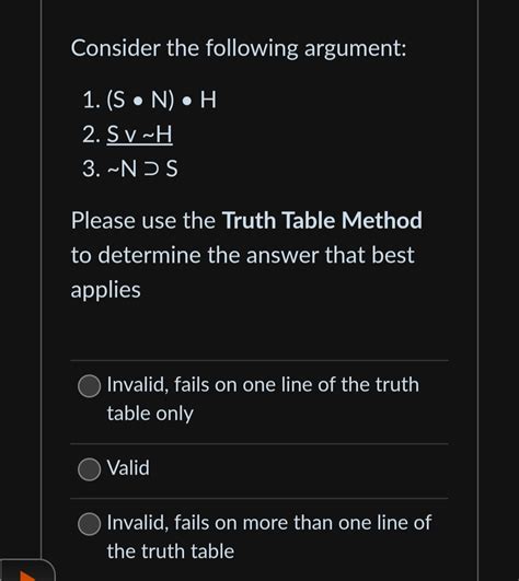 Consider The Following Argument 1 S∙n ∙h 2 Sv∼h