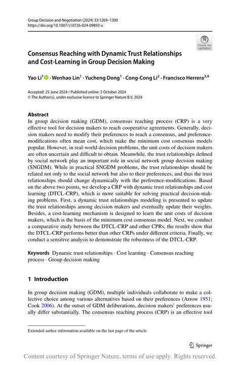Consensus Reaching With Dynamic Trust Relationships And Cost Learning