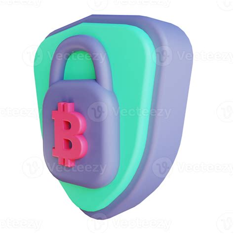 D Illustration Bitcoin Secure Lock Suitable For Cryptocurrency PNG