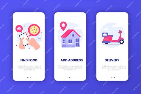 Premium Vector Food Delivery Onboarding Screens