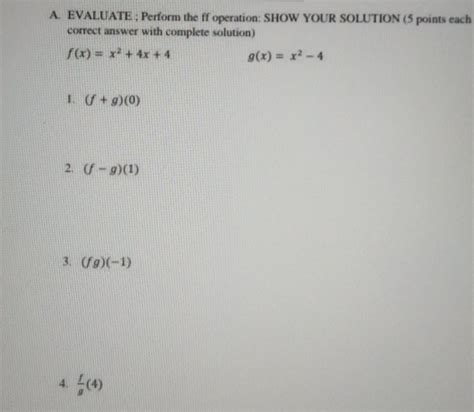 solved a evaluate perform the ff operation show your solution 5