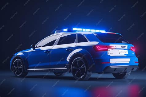 Premium Ai Image A Blue And White Police Car With The Lights Flashing