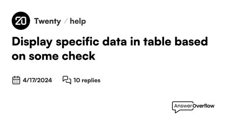 Display Specific Data In Table Based On Some Check Twenty